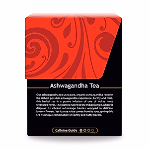 Buddha Teas - Organic Ashwagandha Root Tea - Herbal Tea - For Health & Wellbeing - With Antioxidants & Minerals - Clean Ingredients - Caffeine Free - OU Kosher & Non-GMO - 18 Tea Bags (Pack of 1)