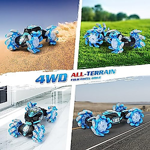 Gesture Sensing RC Stunt Car - 2.4 Ghz 4WD Off-Road Omnidirectional Smart Expandable Wheels Remote Control Car Toys Best Birthday Cool Toy Gifts for Boys Kids Adults