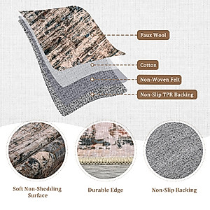 CAROMIO Washable 9x12 Area Rugs, Large Rugs for Living Room Ombre Vintage Distressed Bedroom Rug, Ultra-Thin Soft Non-Slip Area Rug for Dining Room, Brown Multi