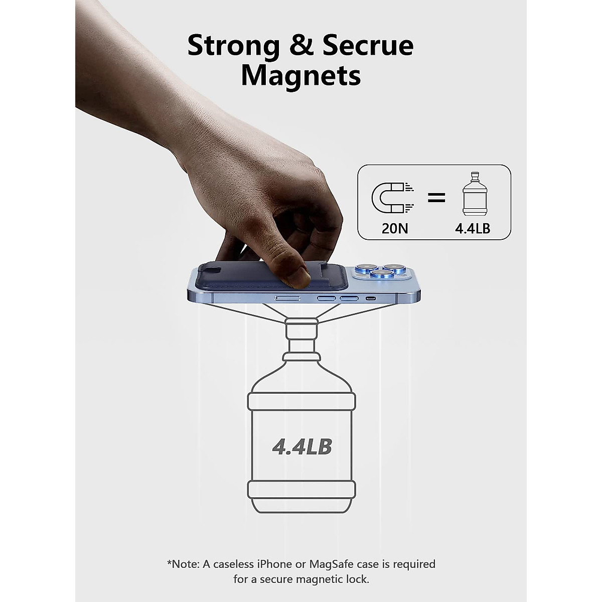 TopMade for Magsafe Wallet, Magnetic Wallet Card Holder for iPhone 16/16 Pro, iPhone 15/14/13/12 Series, Leather Magnetic Phone Wallet with Powerful Magnet, RFID Blocking, Fit 4 Cards, Blue