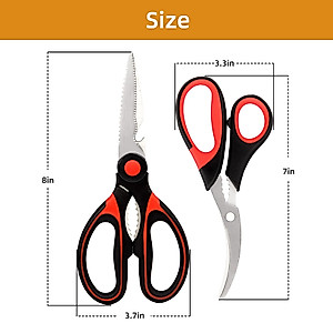 YEVEETTE Kitchen Shears Set of 2, Heavy Duty Kitchen Scissors Seafood Scissors, Stainless Steel Sharp Food Cooking Scissors for Meat, Bones, Fish, Poultry, Vegetables, Chicken, Dishwasher Safe