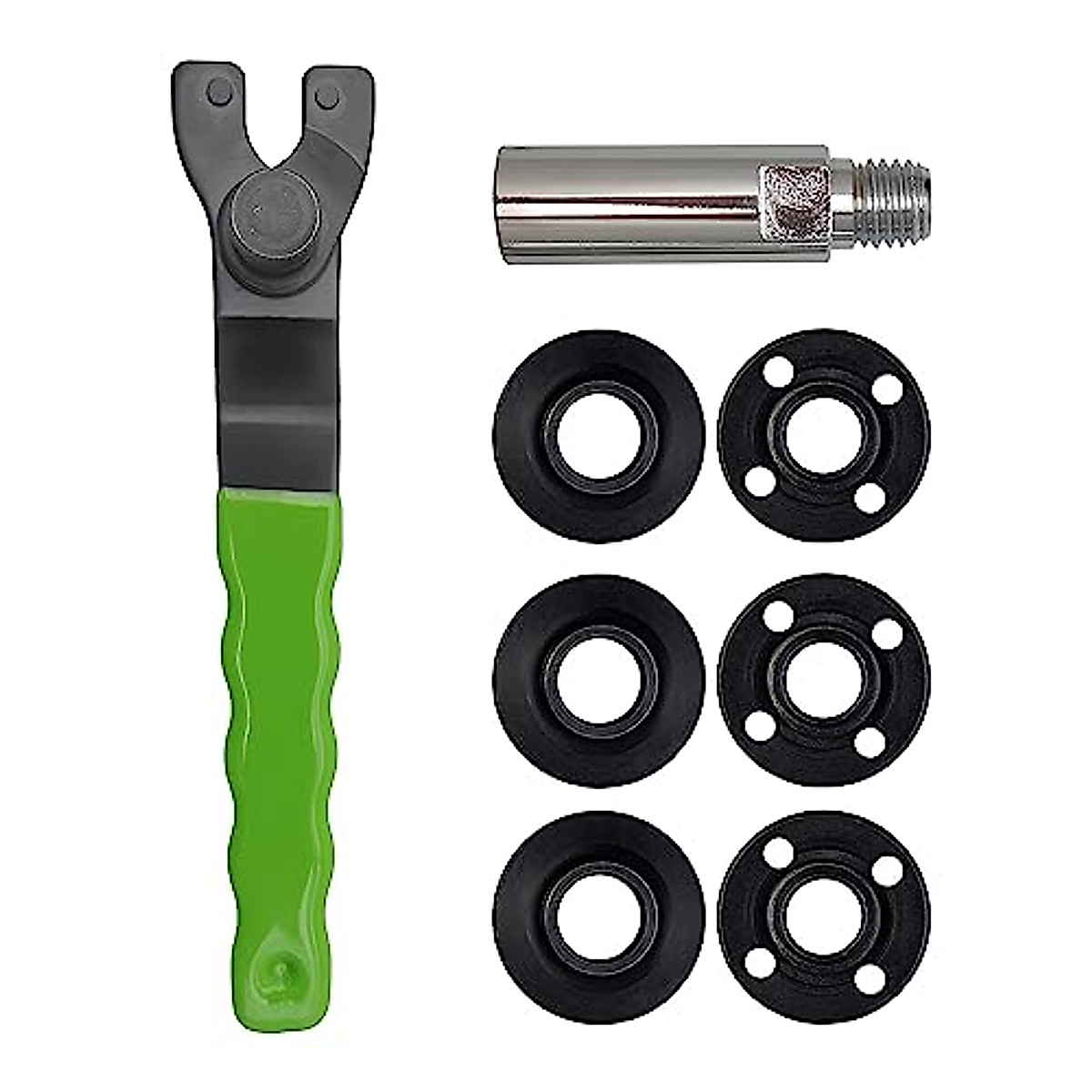 Angle Grinder Adjustable Spanner Wrench Flange Nut kit with 5/8"-11 Angle Grinder Extension Shaft Connecting Rod Compatible with Bosch Dewalt Makita Ryobi Black Decker (3")