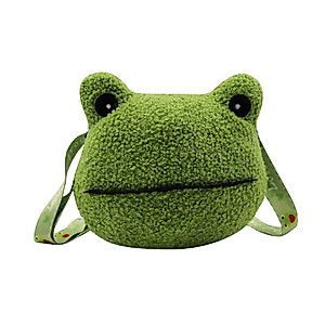 RARITYUS Cute Frog Crossbody Shoulder Bag Coin Purse Plush Mini Cartoon Satchel Handbags for Kids Girls Boys Women