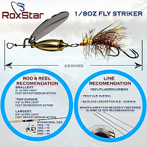 RoxStar Fly Strikers Proven Nationwide to Out-Fish Any Spinner | Hand-Tied in The USA | Most Versatile Fishing Spinner Ever! Trout, Bass, Steelhead (1/8oz S1)