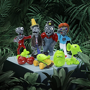 Maikerry 8pcs Plants and Zombies PVC Toys vs Plush, Action Figures Set Toy Great Gifts for Kids and Fans,Birthday and Party