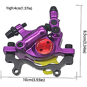 1 Pair Front & Rear HB-100 MTB Bike Hydraulic Disc Brake Calipers Aluminum Alloy Mountain Bike Road Bicycle Line Pulling Brake Clamp (Color : Purple, Size : Only Front)