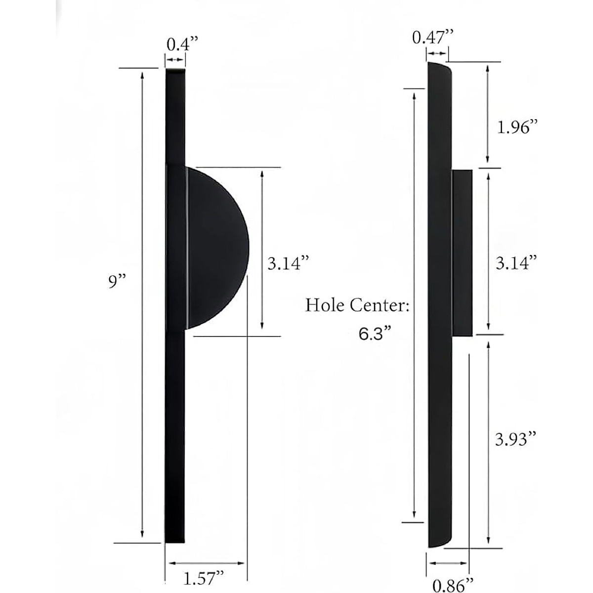 Sveudvdis Cabinet Pulls, 2 Pack Gold Semicircle Drawer Pulls, Cabinet Handles Door Handles and Pulls, 6.3 inch (160mm) Hole Center (Black), TNH7002