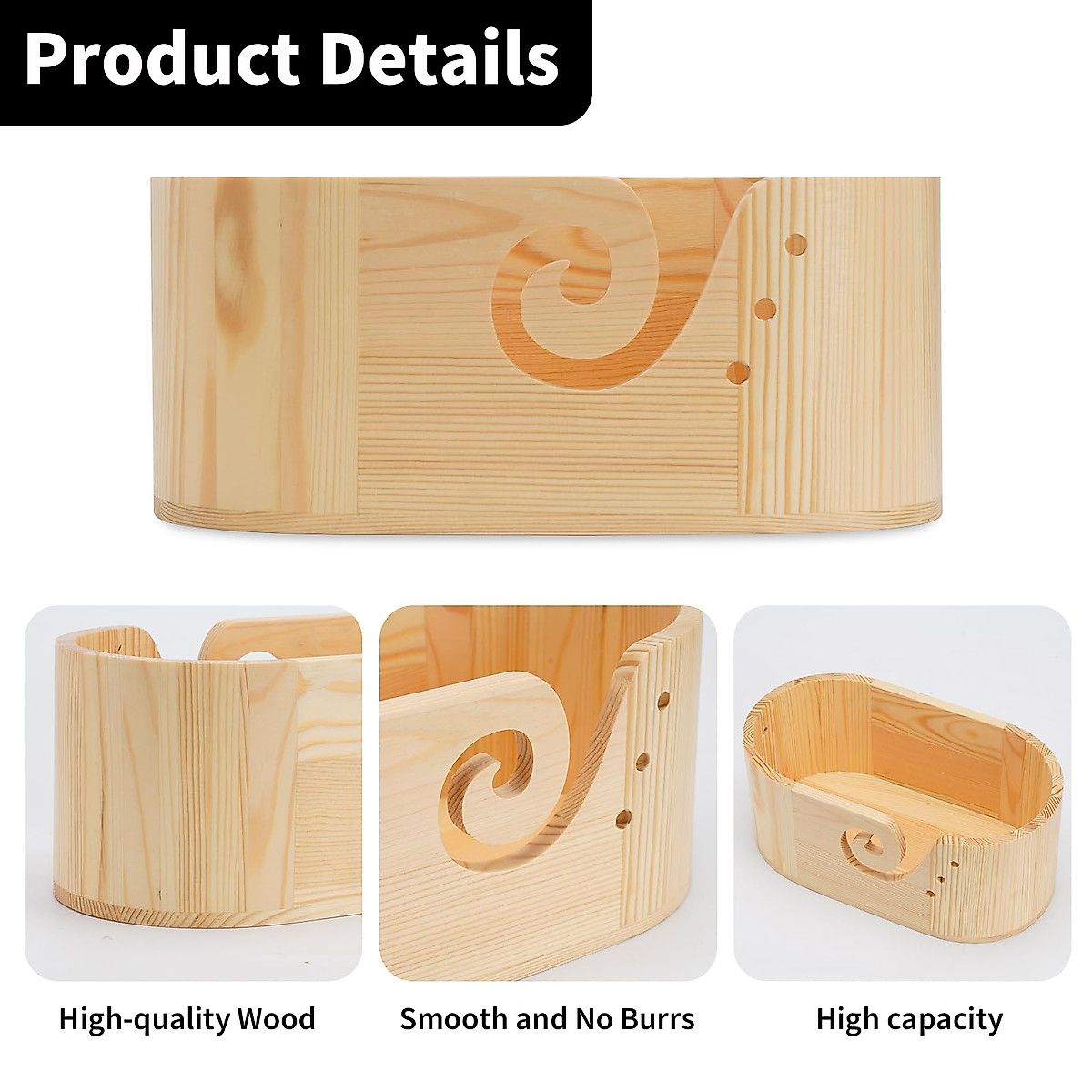 MTJYQYF Wooden Knitting Bowl Yarn Bowl - Crochet Bowls for Yarn, Handmade Yarn Holder Bowl for Crocheting and Knitting Gift for Mom Wife Girlfriend & Knitting Lovers - 11x6.1x4.7 in