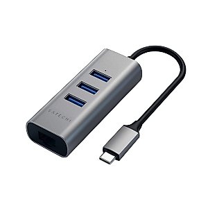 Satechi USB C Hub Adapter, USB C Adapter with 3 USB-A 3.0 Ports and Ethernet Port, for MacBook Pro/Air M1 M2 M3, Dell, HP, Surface, Lenovo, iPad, iPhone 15 - Space Gray