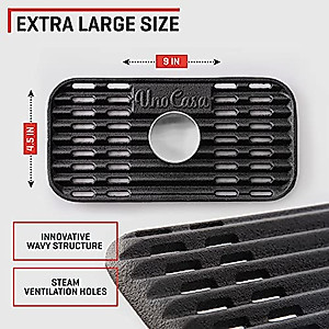 Uno Casa Cast Iron Grill Press - Pre-Seasoned XL Hamburger Press with Stainless Steel Knob, 9x4.5 Inch cast Iron Burger Press for Griddle - Bacon Press for Griddle - Vented Design Griddle Press