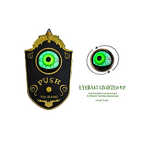 ReneeCho Halloween Doorbell Light-up Moving Eyeball Door Decors Black White