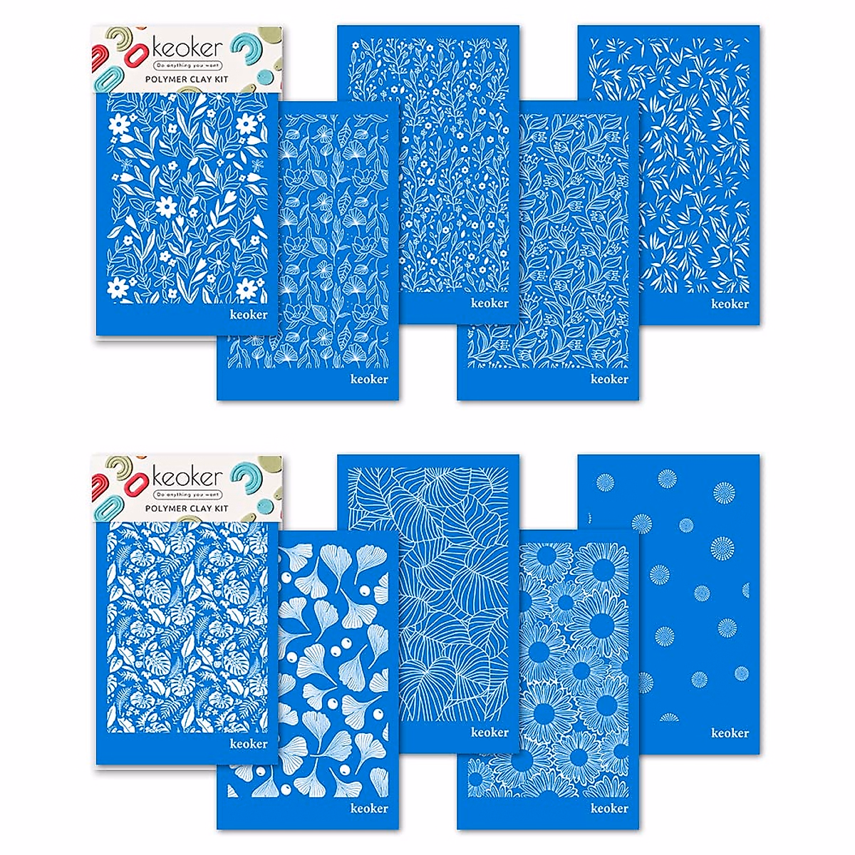 KEOKER Floral Silk Screen Stencils for Polymer Clay, 10 PCS Silk Screen for Jewelry Clay Earrings Decoration, Each 5.5" X 3.5" (10PC)