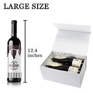 AuroWish 3 Pack Large Gift Box for Present, 12.5 x 8.5 x 4.75 Inches, White Gift Box with Magnetic Lid, Collapsible Gift Box with Ribbons, Gift boxes with Lids for Christmas, Bridesmaid Proposal, Wedding, Birthday