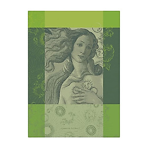 GARNIER-Thiebaut, Venus de Boticelli, Vert French Jacquard Kitchen/Tea Towel, 100% Cotton