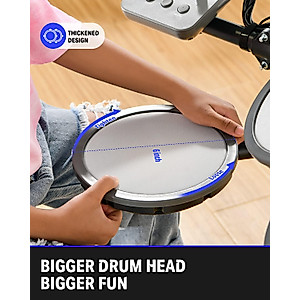 Donner DED-70 Electric Drum Set with 4 Quiet Mesh Drum Pads, 2 Switch Pedal, Portable and Solid Drum Set with Type-C Charging, 68+ Sounds, Throne, Headphones, Sticks, Melodics Lessons