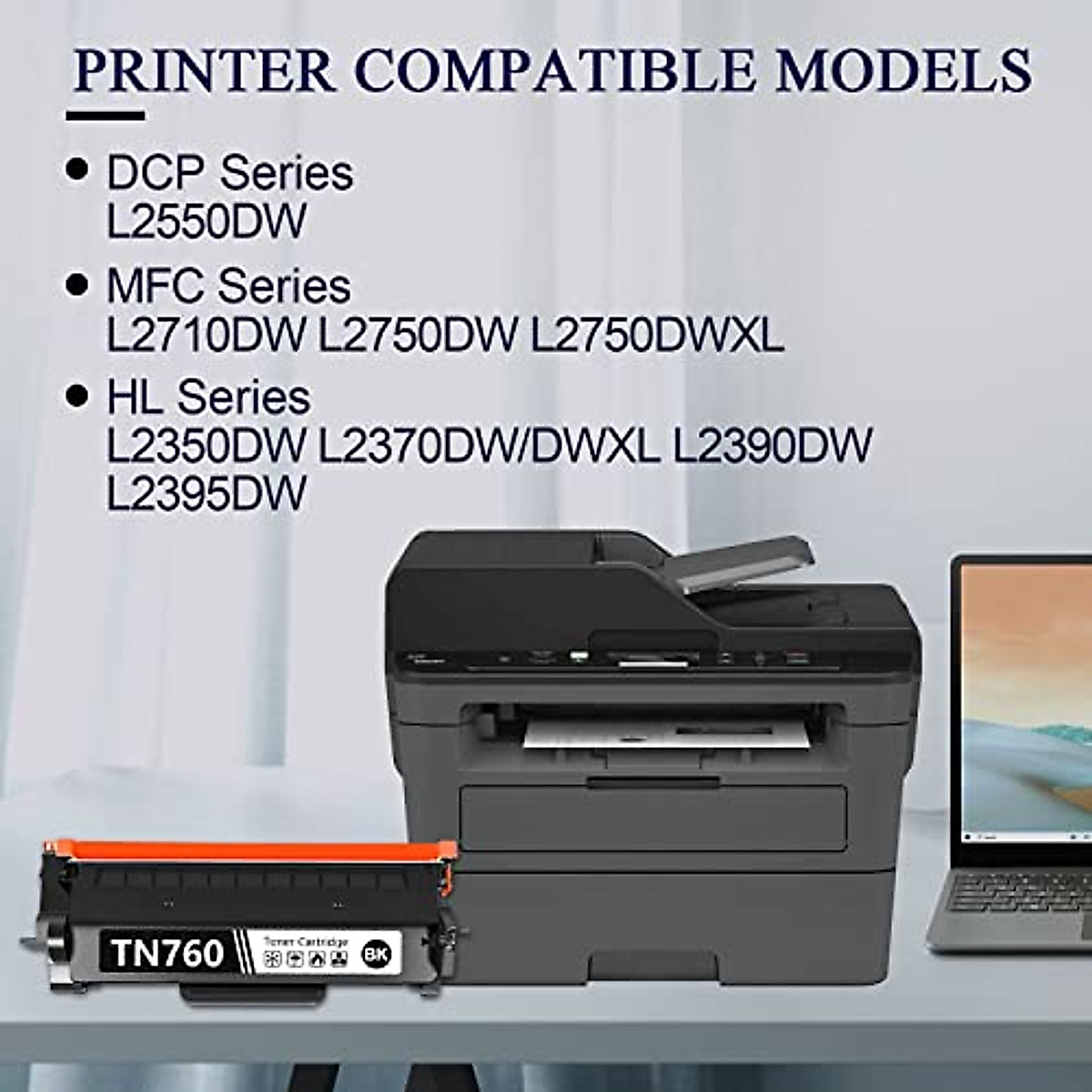 MOLIMER TN760 Toner Compatible TN-760 Toner Cartridge Replacement for Brother TN 760 DCP-L2550DW MFC-L2750DW MFC-L2750DWXL HL-L2350DW HL-L2395DW Printer Toner High Yield (2 Pack, Black)
