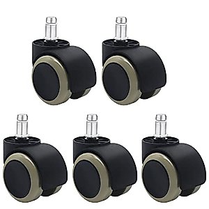 YIOVVOM 5PCS 2 Inch 11mm Universal Standard Size Roller Office Chair Replacement Wheels, Floor Protecting PU Plastic Office Chair Caster Wheels Standard Stem Size - Black/Gray
