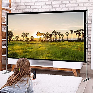 LATIPOPO Projector Movie Screen with Stand 88inch Projection Video Screen Indoor Outdoor Portable Movie Theater with Carrying Bag