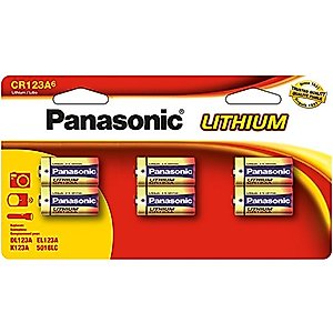 Panasonic Lithium CR-123A 3V Batteries for Flashlights, Digital Cameras, Toys, & Alarm Systems, 6 pack (CR-123PA/6B)