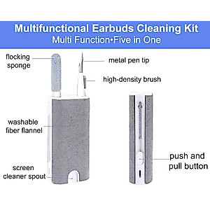 XANGNIER Cleaner Kit for Airpods Pro,5 in 1 Multi-Function Earbuds Cleaning Tools, Cleaning Pen with Soft Brush for iPhone Charging Port,Phone Speaker,Earpods,Headphone,Earphone,iPod Case