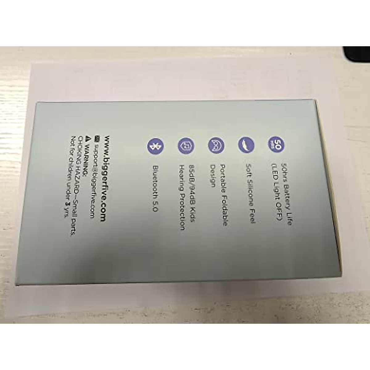 BIGGERFIVE Kids Wireless Bluetooth Headphones with 7 Colorful LED Lights, 50H Playtime, Microphone, 85dB/94dB Volume Limited, Foldable On Ear Headphones for School/Girls/Boys/iPad/Fire Tablet, Blue