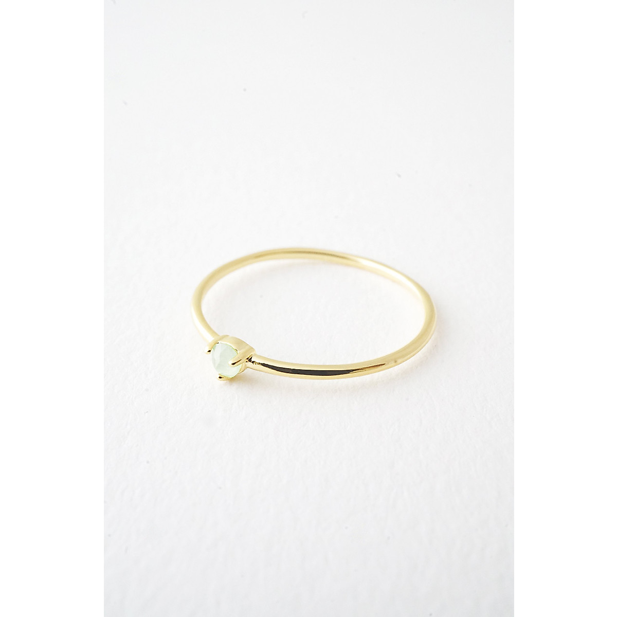 Honeycat Green Jade Point Crystal Ring in 18k Gold Plate | Minimalist, Delicate Jewelry (Gold, 8)