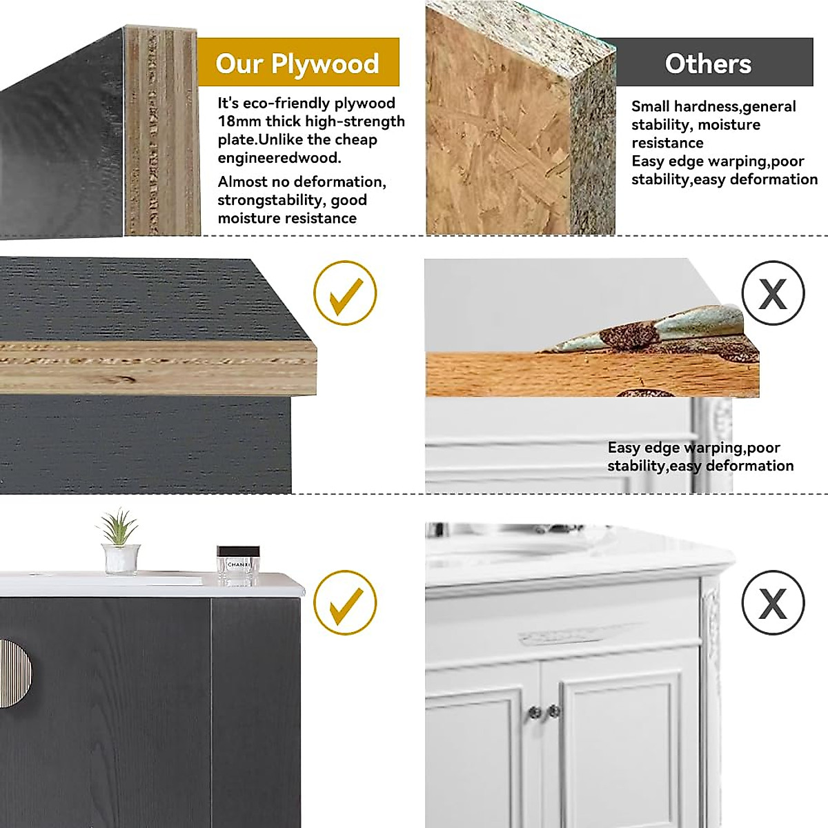 NOTOP 30" Floating Bathroom Vanity with White Ceramic Sink Comb, Modern Undermount Solid Wood Two Soft Close Doors Wall-Mounted Cabinet Set with Side Right Open Storage Shelf,Black, 30IN