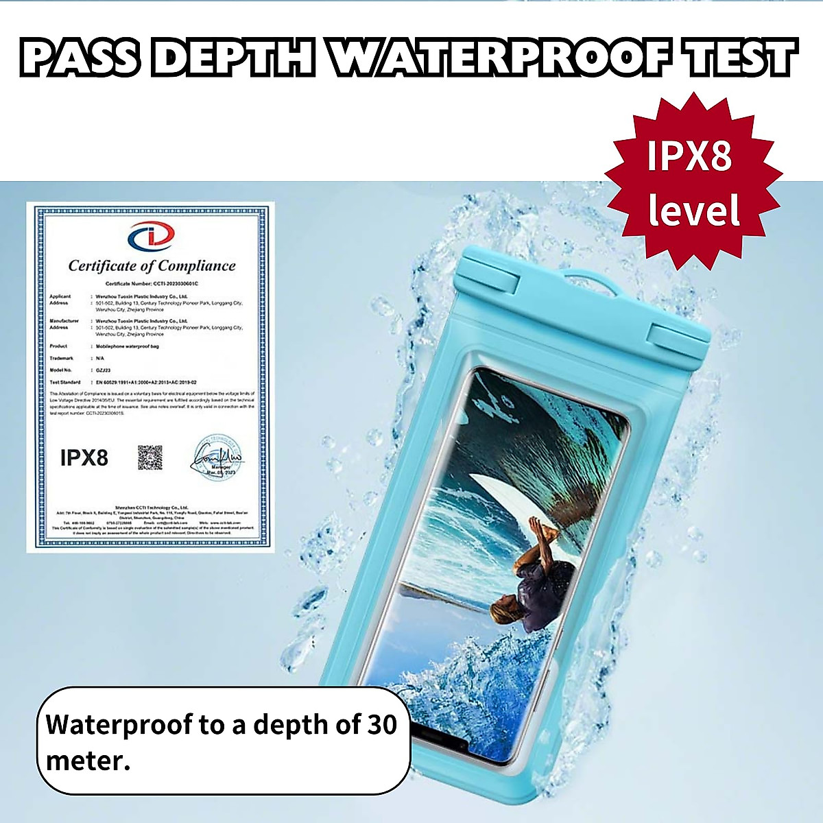 Waterproof Cell Phone Pouch, Phone Case, Dry Bag for iPhone 14 13 12 11 Pro Max XS Samsung, IPX8 Up to 9.25" for Kayaking, Rafting, Boating, Swimming, Camping, Hiking, Beach, Fishing, 2 packs (purple)