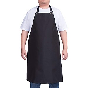 ALIPOBO Waterproof Apron for Men and Women, Durable Heavy Duty Extra Long Adjustable Bib Apron for Kitchen Cooking, Dish Washing, Butcher, Dog Grooming, Lab work, Black