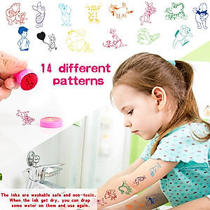 Nacipier 124PCS Bear Baby Shower Party Favor Supplies, Themed Birthday Decorations Including 12 Bracelets, 12 Keychains, 12 Button Pins, 50 Stickers, 14 Stampers, 12 Bubble Wands and Stickers