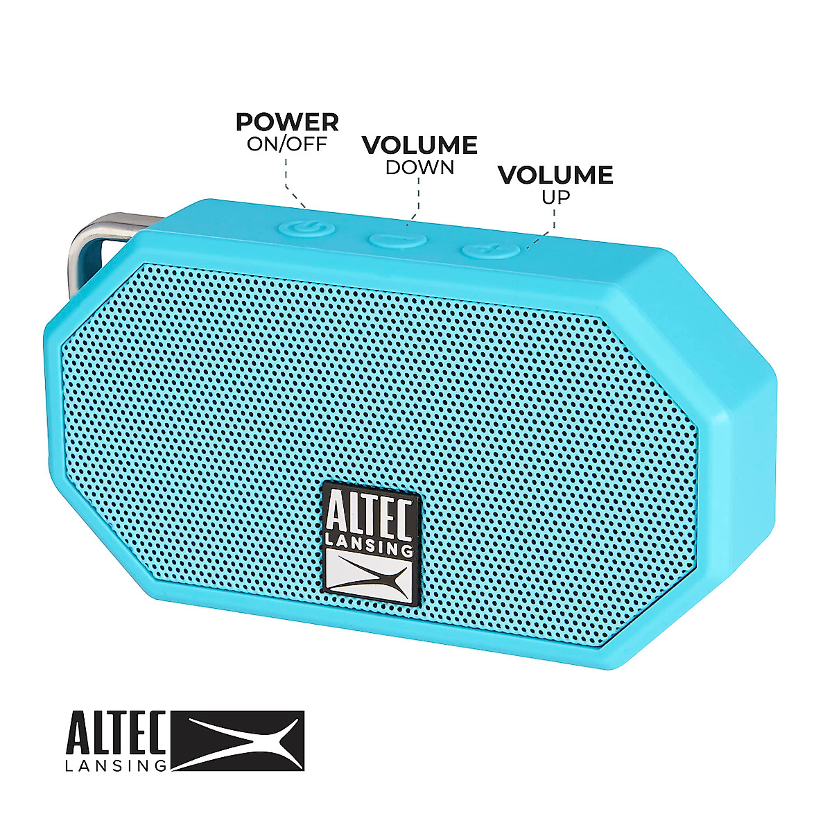 Altec Lansing Mini H2O - Waterproof Bluetooth Speaker, IP67 Certified & Floats in Water, Compact & Portable Speaker for Hiking, Camping, Pool, and Beach,Aqua