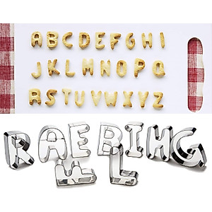 Alphabet Sandwich Cookie Cutters Set, FUBARBAR 26pcs 3'' Large Christmas Stainless Steel Letters Cookie Cutters Decorating Tool DIY Biscuit Mold for Fondant Biscuit, Cake, Fruit, Vegetable