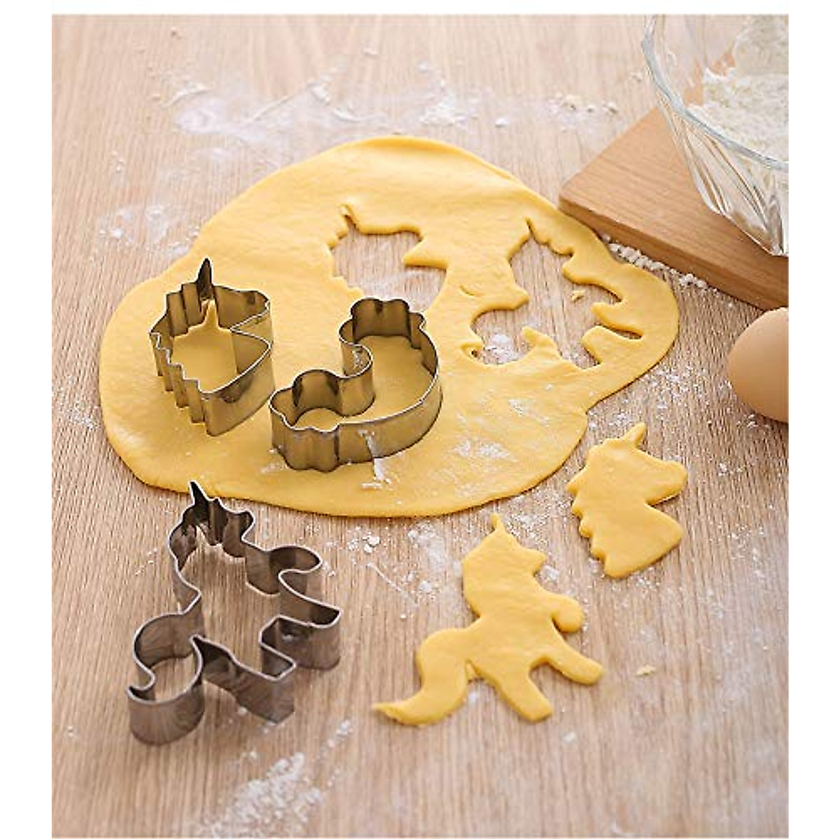 Zavaca 3 Pieces Unicorn Cookie Cutters, Stainless Steel Unicorn Biscuit Cutter, Unicorn Head, Rainbow for DIY Baking