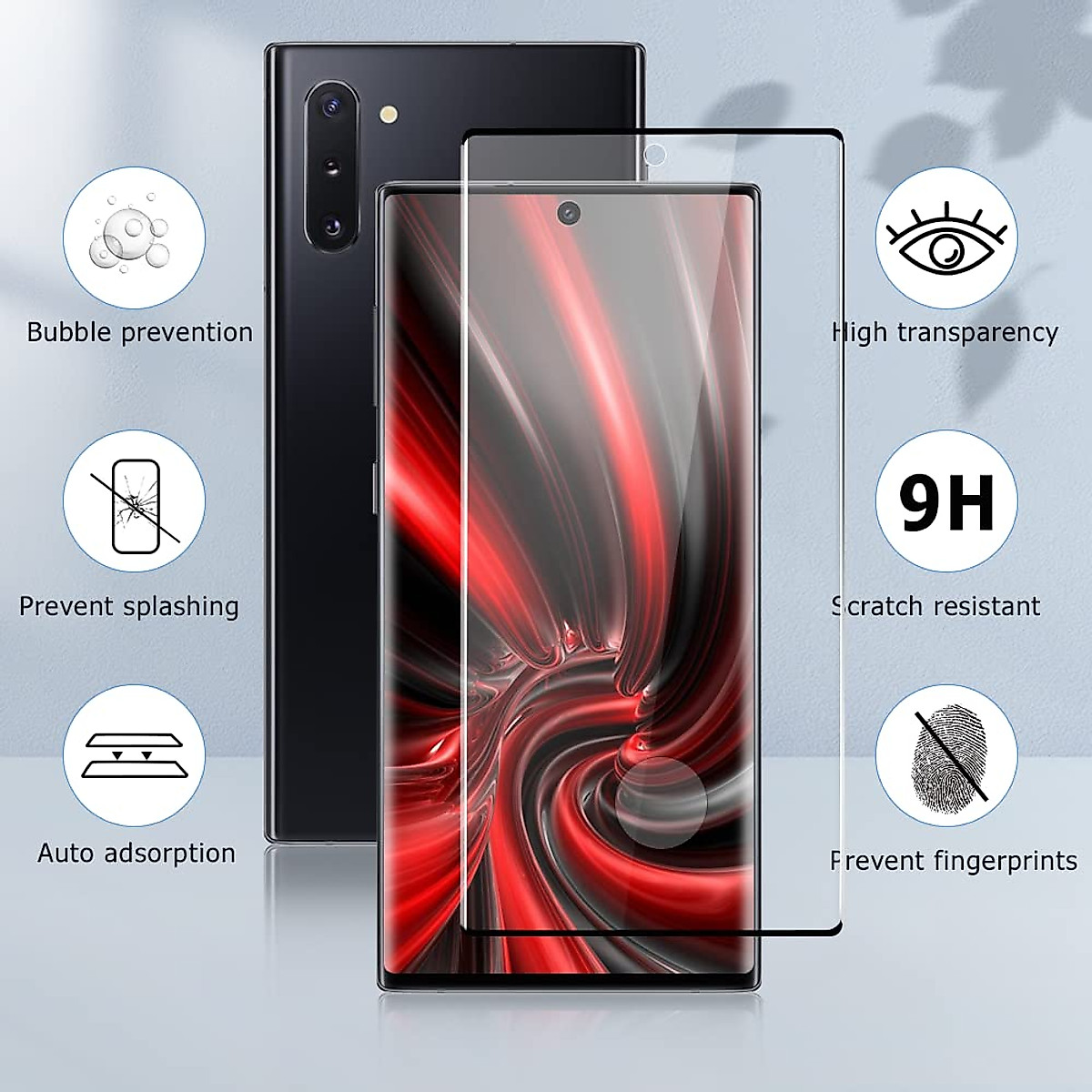 LETANG [3 Pack] Galaxy Note 10 Plus 5G Screen Protector Tempered Glass, Fingerprint Unlock Support 9H Hardness 3D Curved Full Coverage, Screen Glass HD Film for Samsung Galaxy Note 10 Plus(6.8 inch)