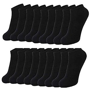 GHJFGF Womens Socks Ankle Causal Thin Low Cut Cotton Athletic Short Socks 10 Pairs (Black)