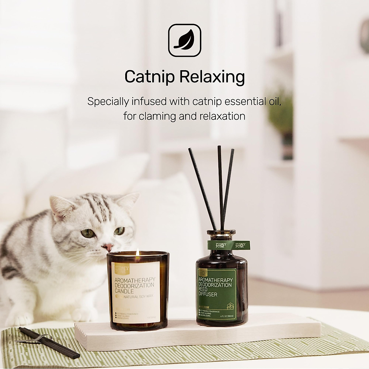 Pet Odor Eliminator Candle, Lavender Cedar Fragrance, Natural Soy Candle with Catnip Essential Oil, Non-Toxic, Pet Friendly & Pet Safe, Pet Lover Gifts, 60-Hour Burn Time, 7 oz