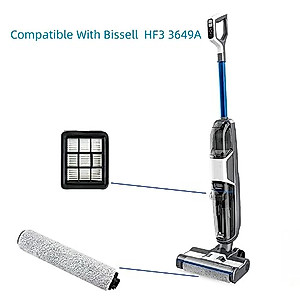 Kospetsin Replacement Parts Brush Roll and HF3 3649A Vacuum Filters Compatible with Bissell Crosswave Vacuum Cleaner ï¼ˆ2 Multi-Surface Brush Roller+2 Hepa Filter, Gray