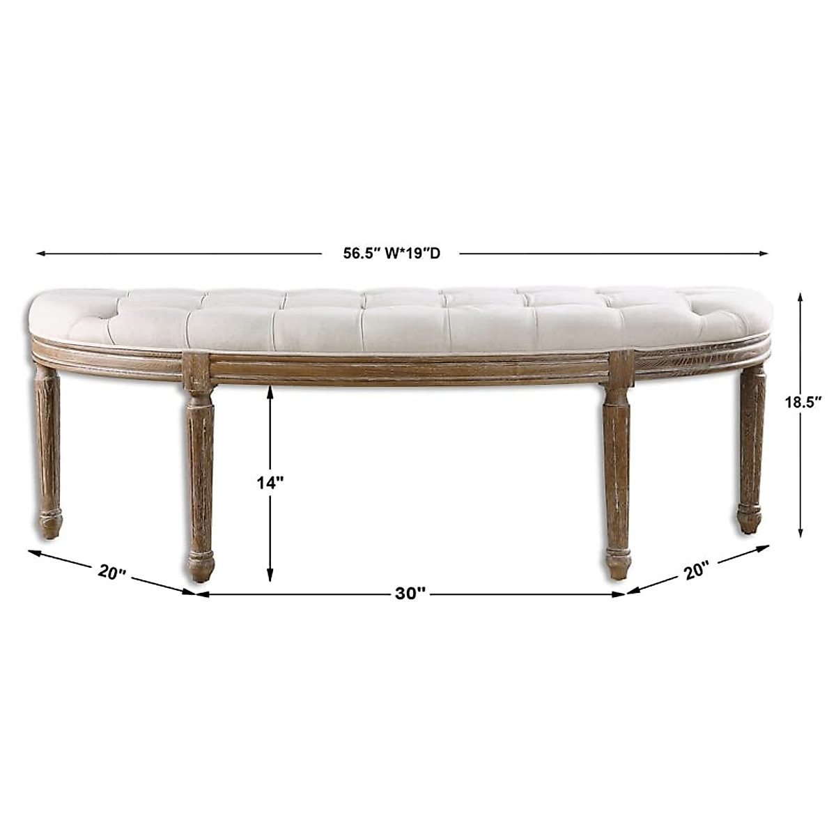 Uttermost Leggett White Button Tufted Accent Bench