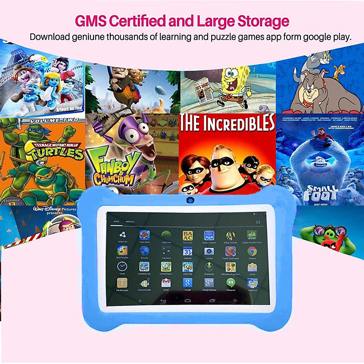 Tablet for Kids, Android 9 Kids Tablet Toddler Tablet 2GB+16GB Learning Tablet with 7 inch IPS Eye Protection Screen Dual Cameras WiFi GMS Certified Kids-Proof Children Tablets Parent Control, Blue