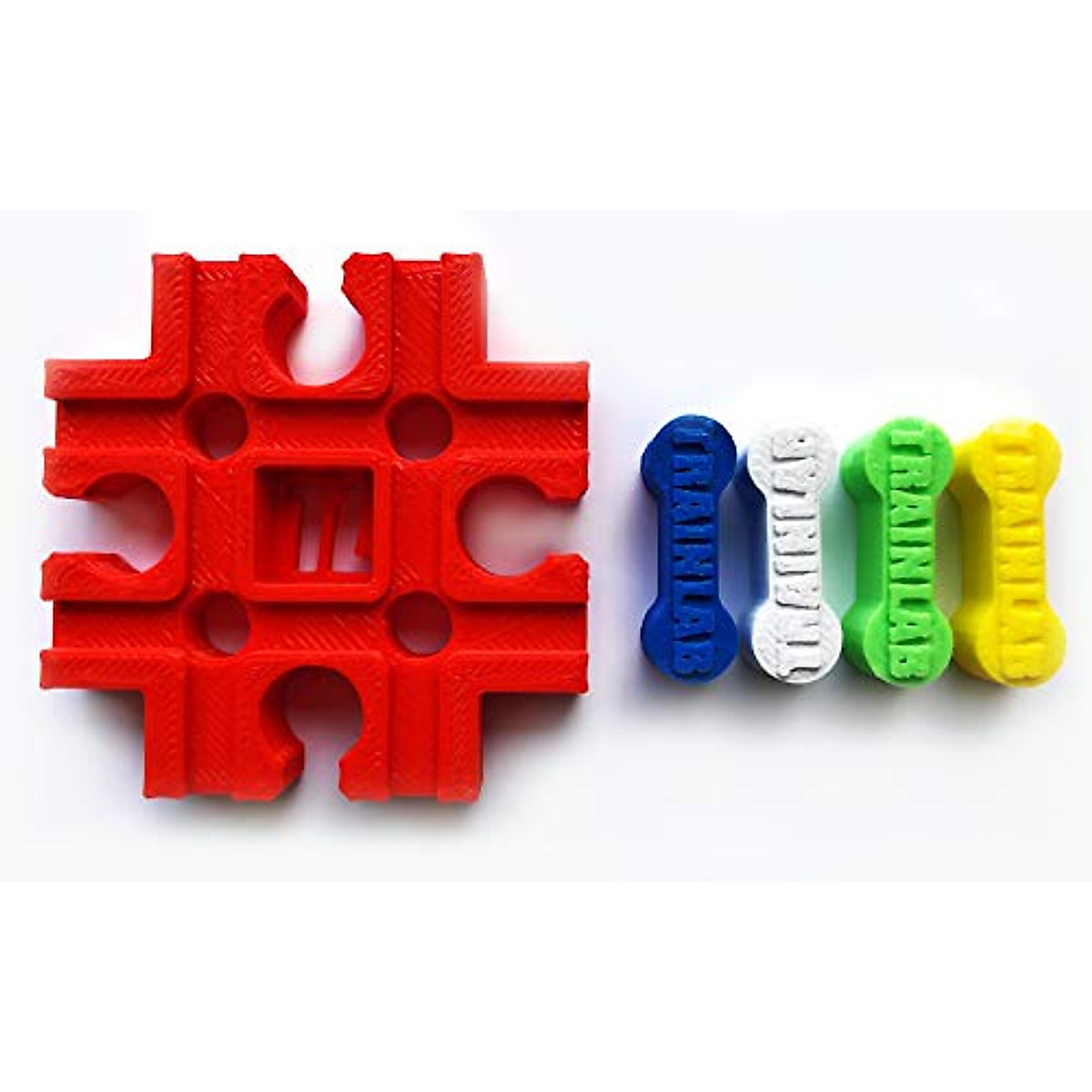 TrainLab Cross Track Connector with Dog Bones for Wooden Railway (Red)