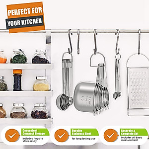 Paincco Stainless Steel Measuring Cups & Spoons Set of 21, Includes 7 Nesting Metal Measuring Cups, 9 Measuring Spoons and 5 Mini Measuring Spoons, Kitchen Gadgets for Cooking & Baking