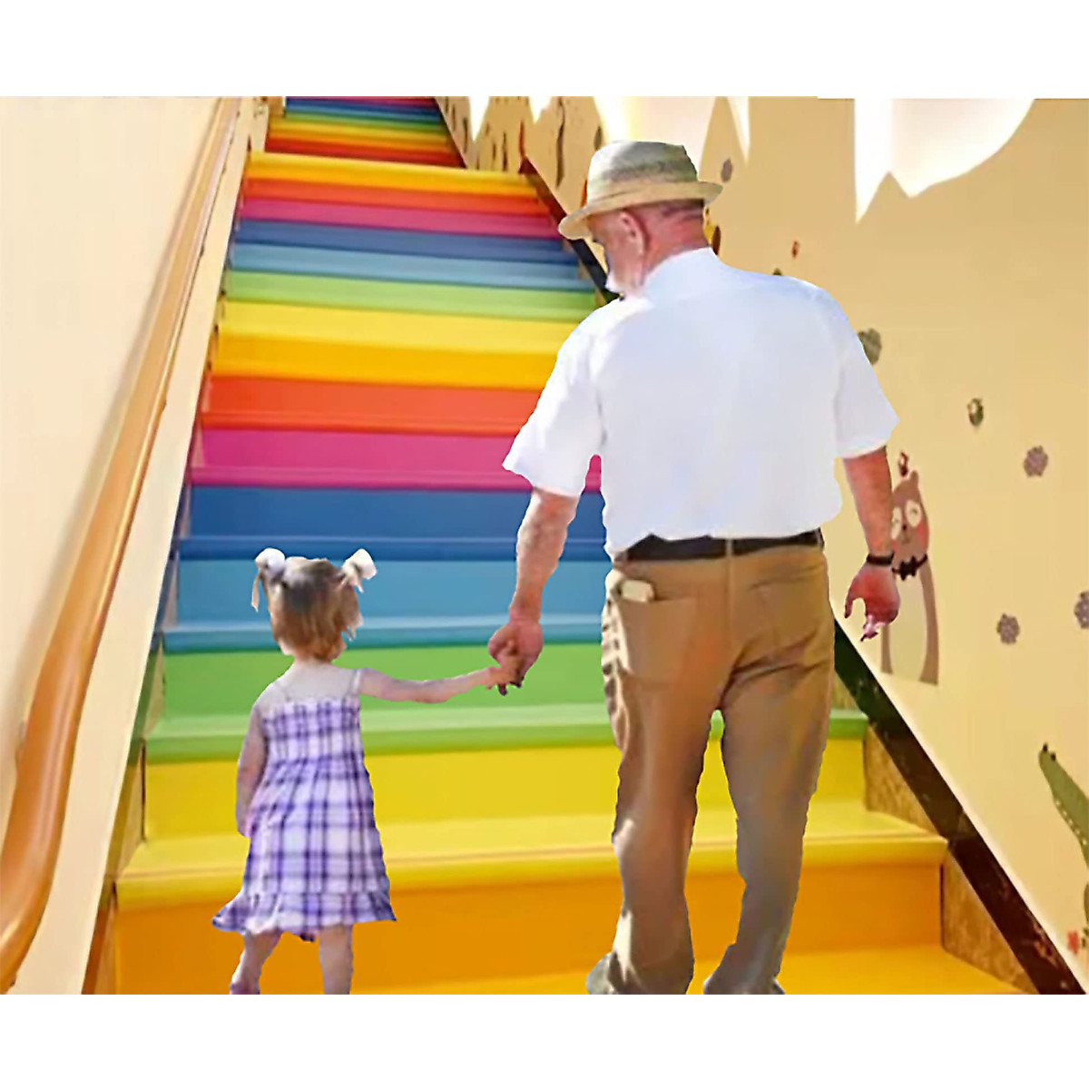 Stair Nosing Edge Anti Slip Traction Treads,Stair Edge Protector,Step Edge Trim Rubber Strips,Easy to Install,Outdoor Indoor Staircases Pads Help Elderly,Children to Walk The Stairs Safely