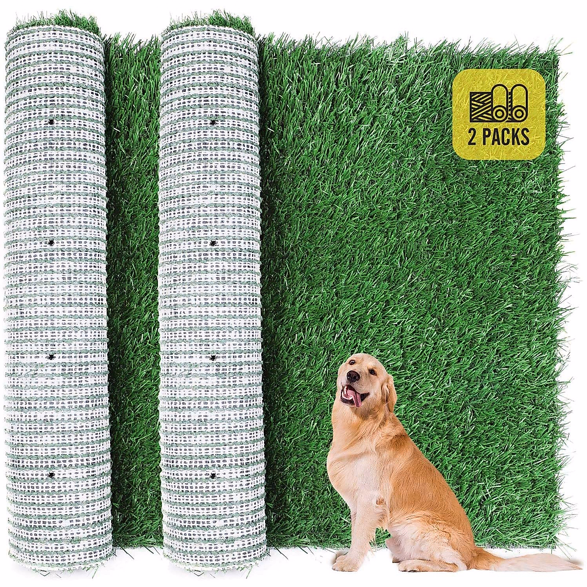 Puppy Artificial Grass Pee Pad for Dogs Potty Trianing 18 x 14 Inches, 2 Pack Replacement Pet Fake Grass Mat for Indoor Outdoor Porches Apartments, Reusable & Washable Grass Turf Mat for Dogs