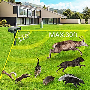 Animal Repeller -Outdoor Solar Repeller -with Waterproof Motion Sensor -Cat / Squirrel Repeller -Drive Away Dog -Cat -Squirrel -Rabbit -Fox -Coyotes