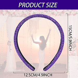 Vin Beauty Rhinestone Headband Glitter Non-Slip Wide Headband Solid Hair Band Purple Cute Hairbands Bridal Hair Hoop Wedding Hair Styling Accessories for Women Girls