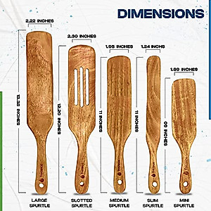 Spurtles Kitchen Tools As Seen On TV, 5 PCS Wooden Spurtle Set, Spurtles Kitchen Tools Wooden for Cooking in Nonstick Cookware, for Salad Mixing, Serving, Spreading, Stirring & Folding