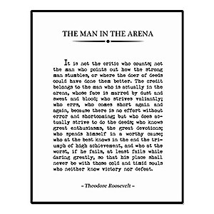 The Man in the Arena, Inspirational Quote Print, Book Page Sign, Graduation Gift, Home Decor, Office Wall Decor, Great Quote, 8 x 10 Inches Unframed
