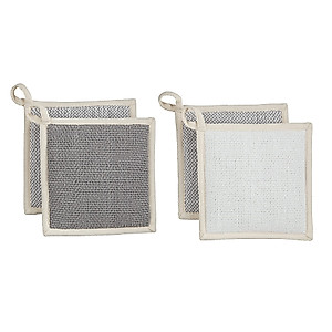 Mud Pie Woven Pot Holders, White, 8" x 8"