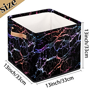 TropicalLife Marble 13x13x13 Inch Large Fabric Storage Cubes, Collapsible Cube Storage Bins Marble Organizer Boxes Cube Baskets for Organizing Closet Shelves