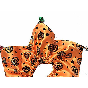 Halloween Pet Holiday Accessories Dog Halloween Collar with Bells, Pumpkin Large Orange